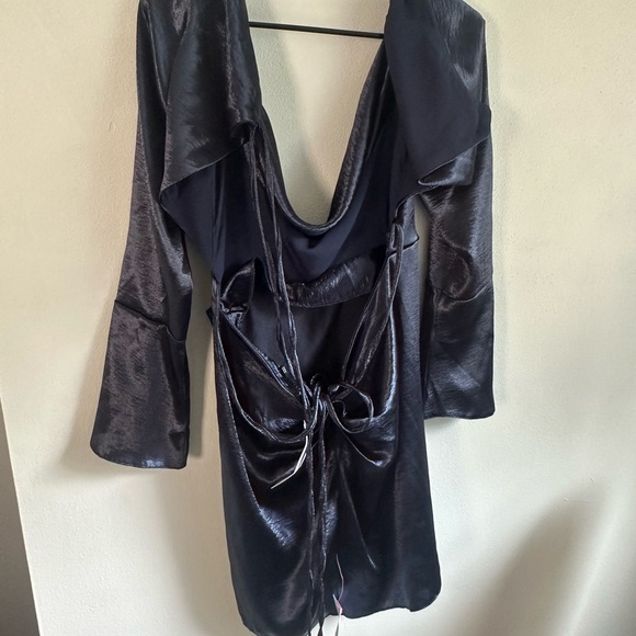 ASOS | Dresses | Asos Blue Ruched Wrap Gown With Bishop Sleeves | Poshmark